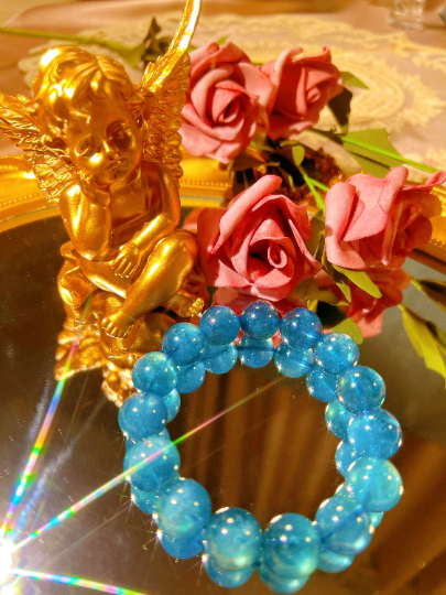 14.2mm Rare Natural Starlight Devil Blue Aquamarine Bracelet – A Novel ...